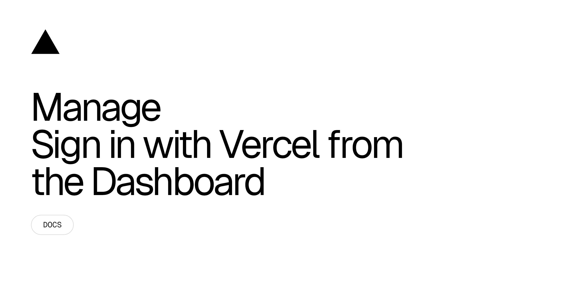 Manage Sign in with Vercel from the Dashboard