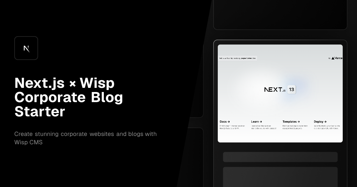 Next.js × Wisp Corporate Blog Starter