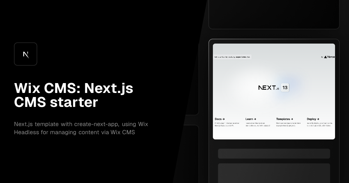 Wix CMS: Next.js CMS starter