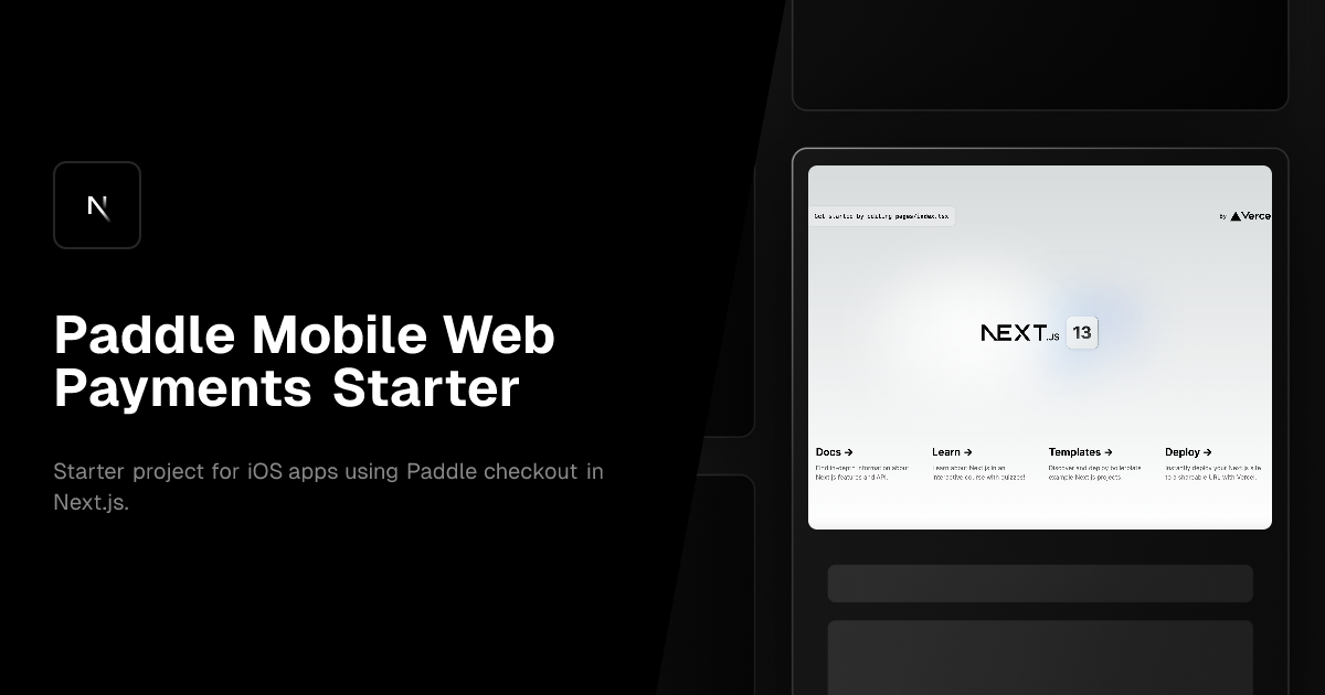 Paddle Mobile Web Payments Starter