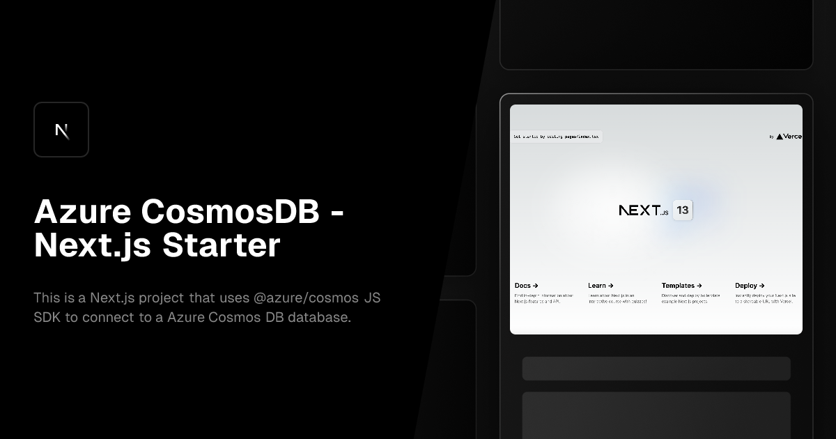 Azure CosmosDB - Next.js Starter