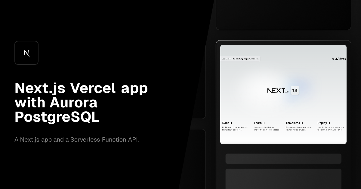 Next.js Vercel app with Aurora PostgreSQL