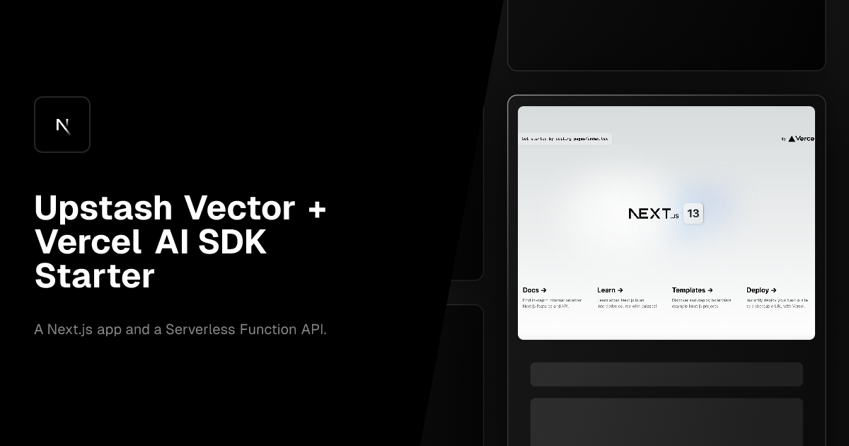 Upstash Vector + Vercel AI SDK Starter – Vercel