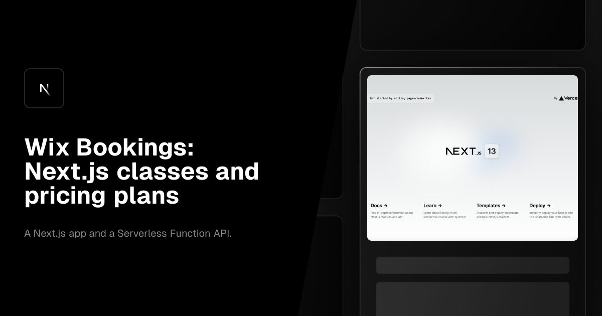 Wix Bookings: Next.js classes and pricing plans