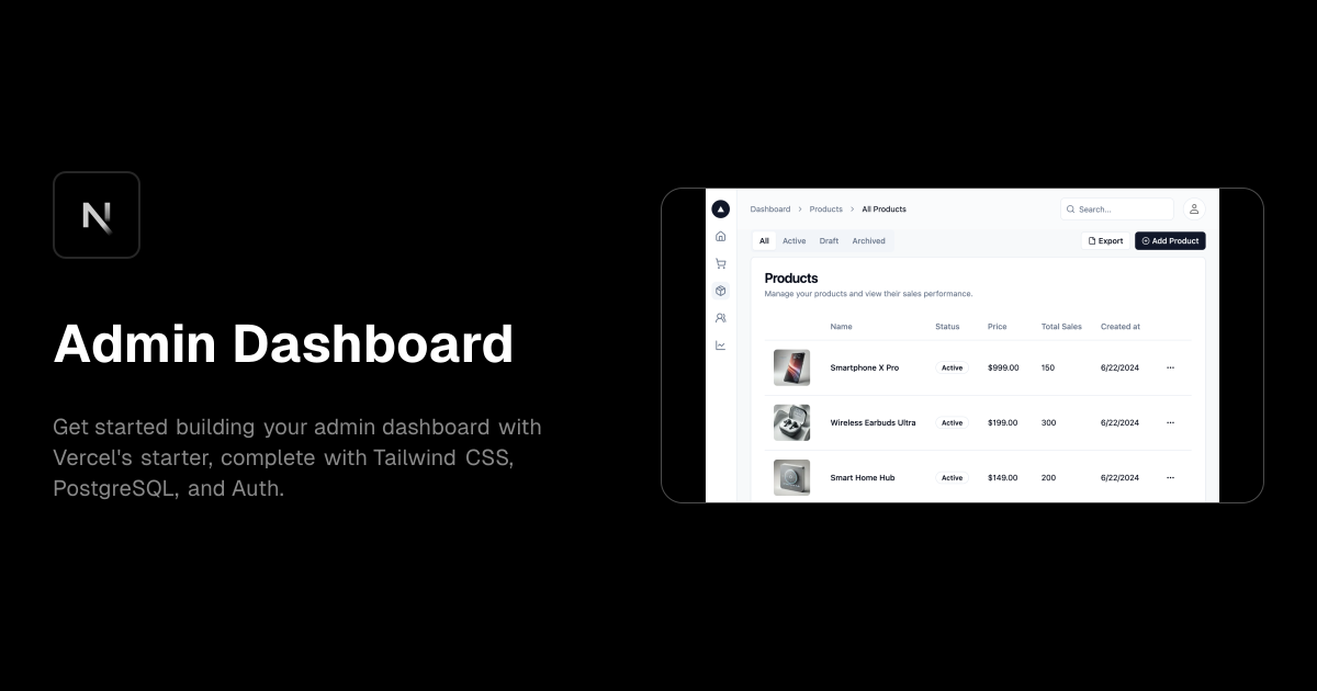 Next.js Admin Dashboard Templates - Vercel