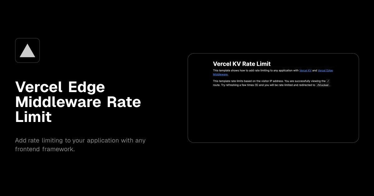 Vercel Edge Middleware Rate Limit - Vercel