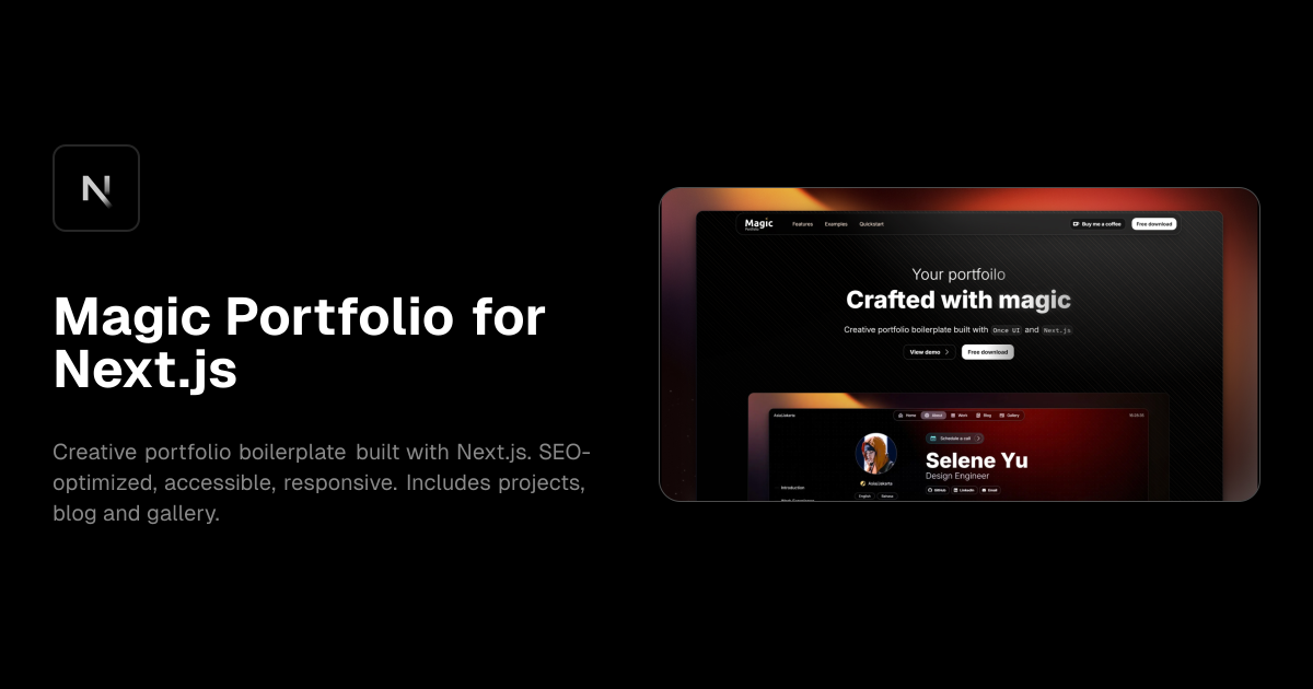 Magic Portfolio for Next.js - Portfolio Website Template - Vercel